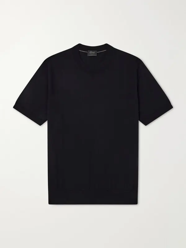 Brioni Cashmere And Silk-blend T-shirt - Black
