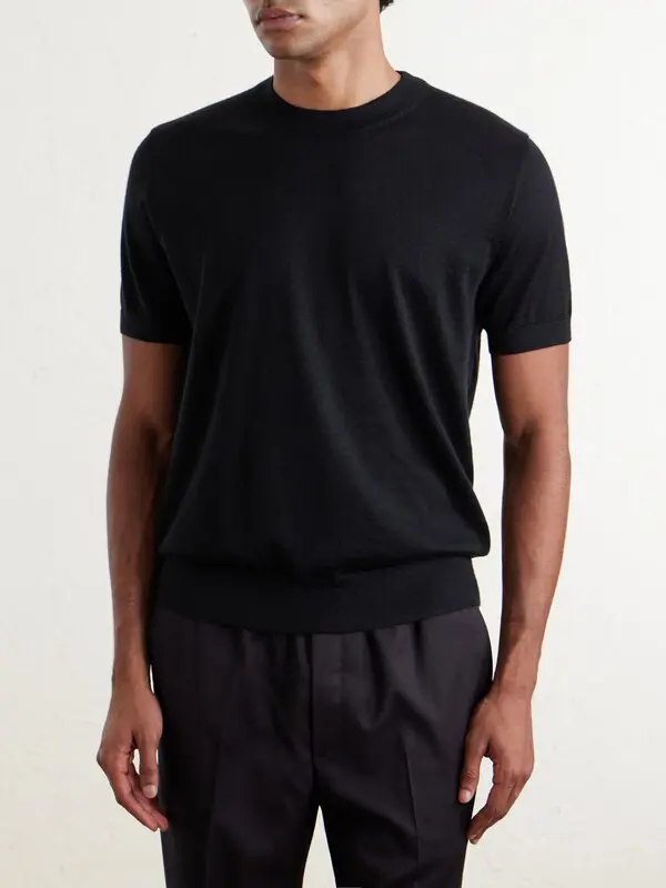Brioni Cashmere And Silk-blend T-shirt - Black