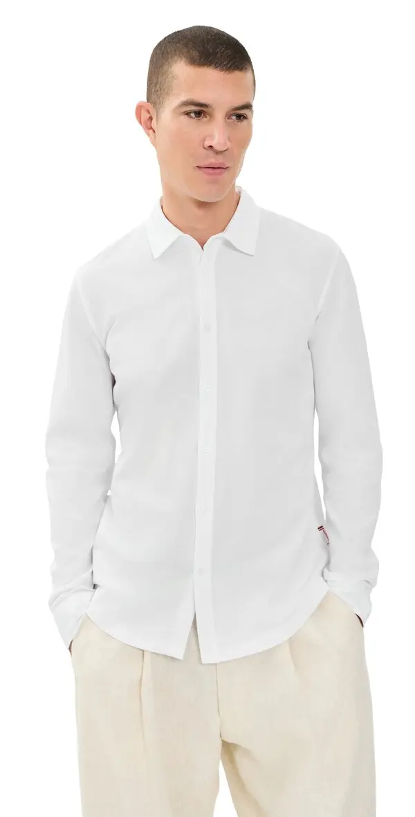 Orlebar Brown Giles Pique Knit Button Down