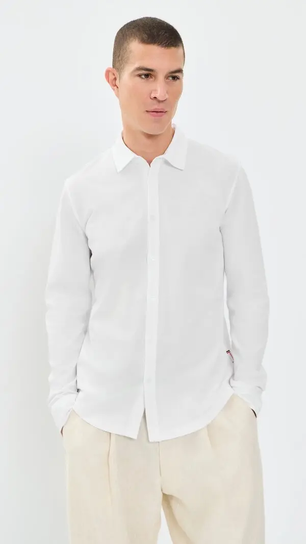 Orlebar Brown Giles Pique Knit Button Down