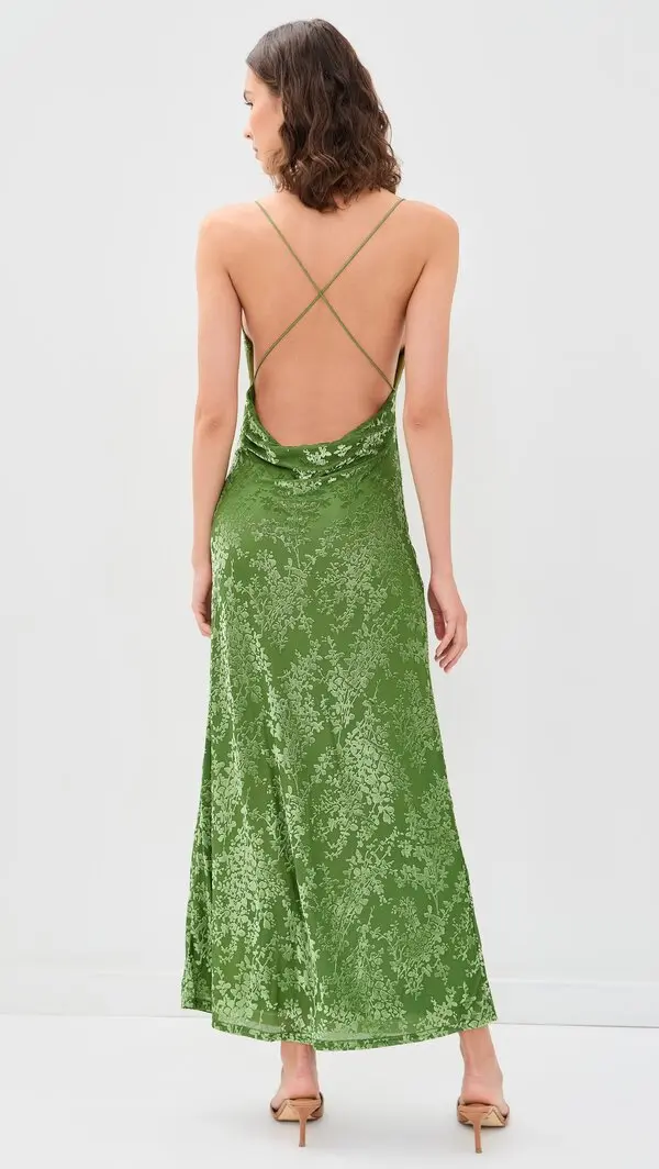 RUNAWAY THE LABEL Lyssa Cowl Cross Back Maxi Dress