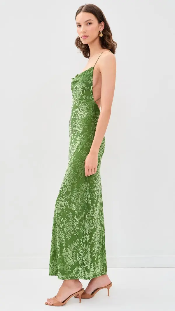 RUNAWAY THE LABEL Lyssa Cowl Cross Back Maxi Dress
