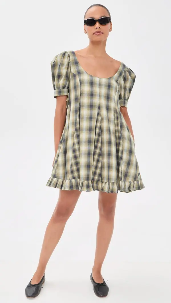 DAMSON MADDER Sabina Check Mini Godet Dress