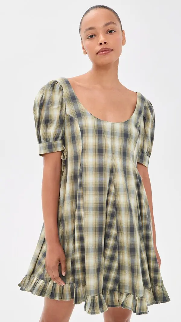 DAMSON MADDER Sabina Check Mini Godet Dress