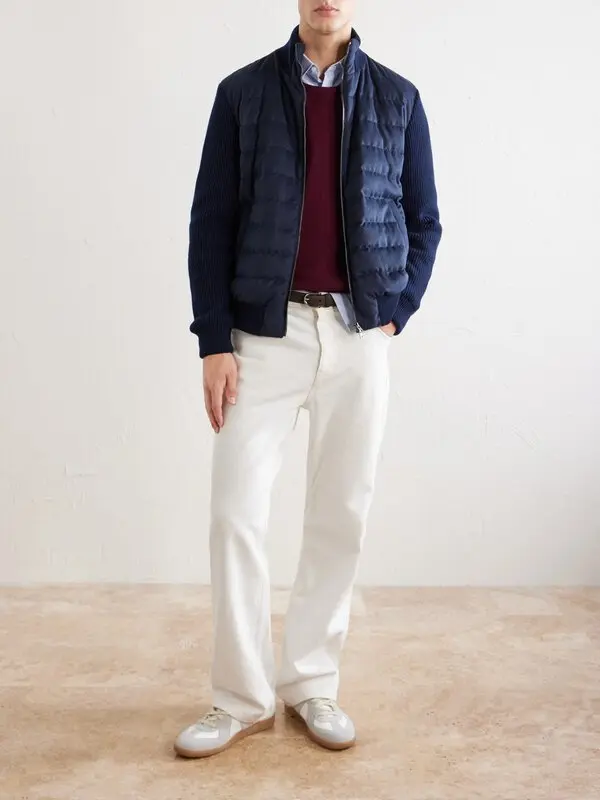 Herno Quilted Down Jacket With Ribbed Knit Sleeves