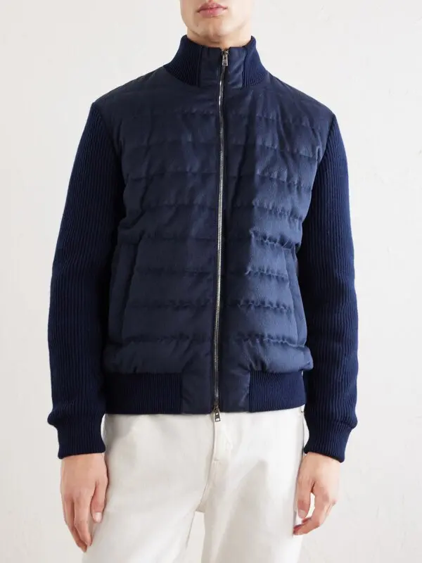 Herno Quilted Down Jacket With Ribbed Knit Sleeves