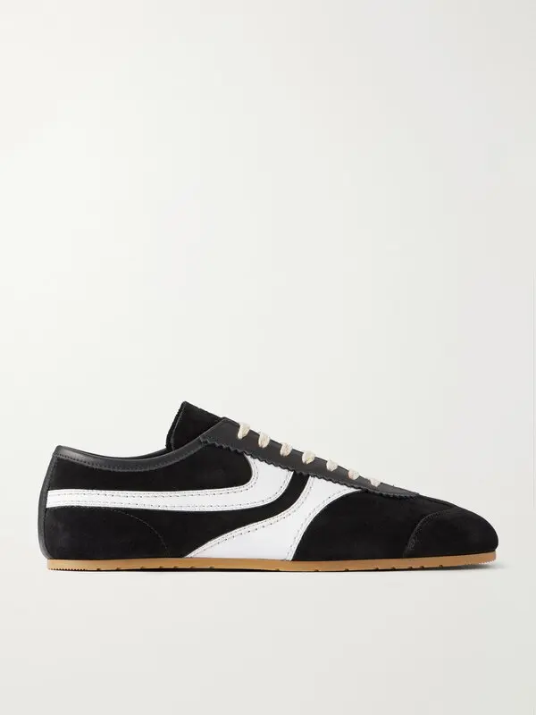 Dries Van Noten Suede Sneakers With Leather Trim - Black