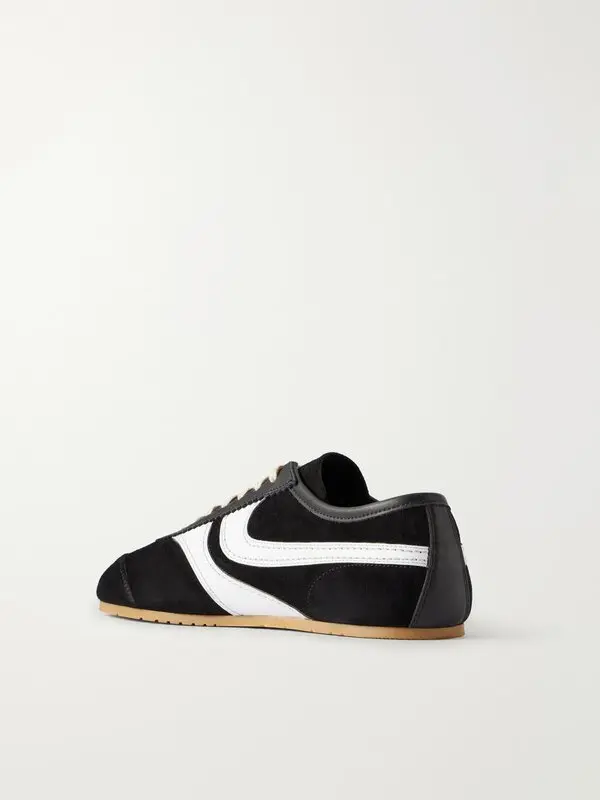 Dries Van Noten Suede Sneakers With Leather Trim - Black