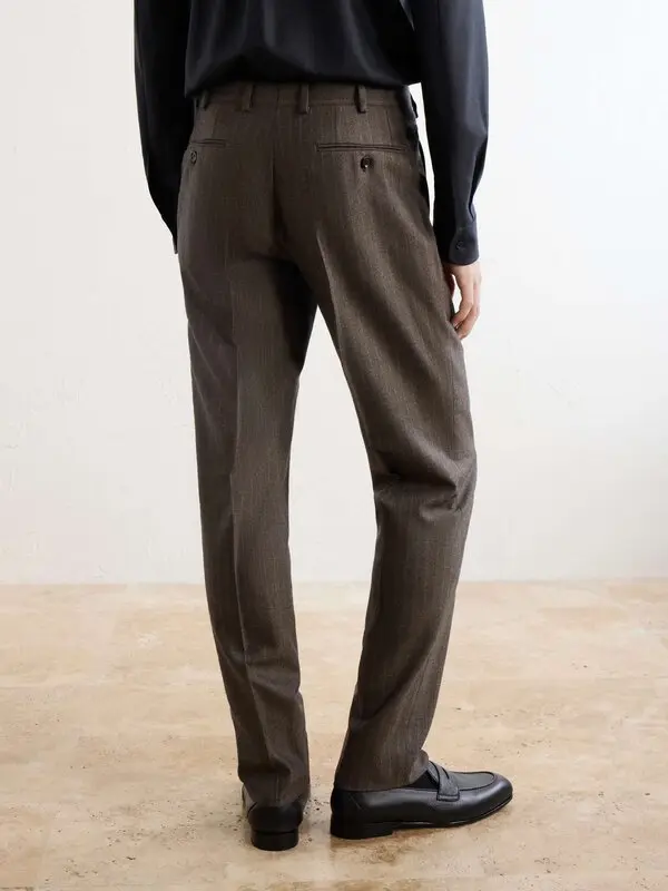 Brioni Plume Straight-leg Herringbone Wool Suit Trousers