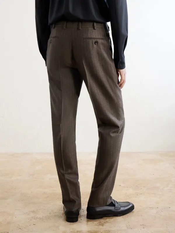 Brioni Plume Straight-leg Herringbone Wool Suit Trousers