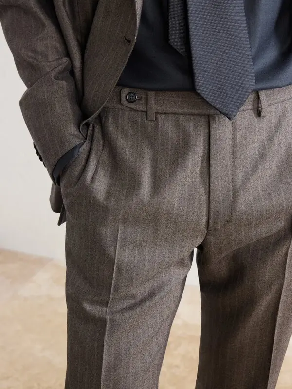 Brioni Plume Straight-leg Herringbone Wool Suit Trousers