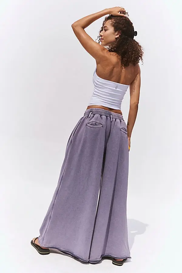 Free People Wide Leg Sweat Trousers - Blue Indigo