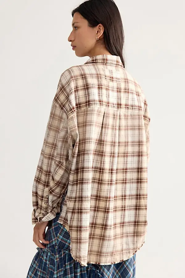 Free People We The Free Plaid Shirt - Ivory Combo