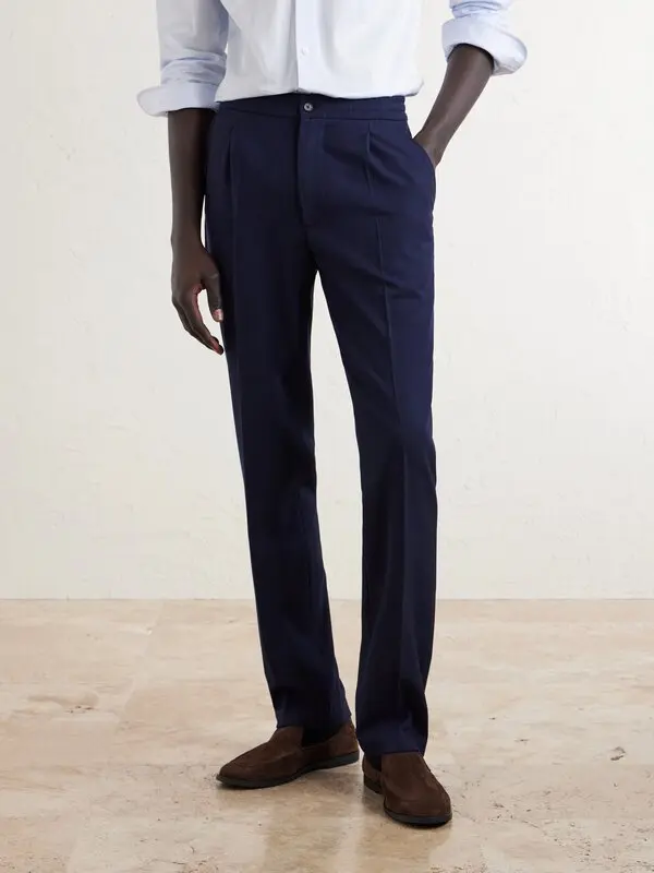 Dunhill Straight-leg Pleated Virgin Wool-twill Trousers