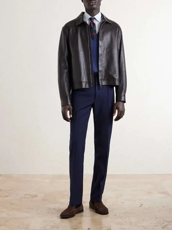 Dunhill Straight-leg Pleated Virgin Wool-twill Trousers