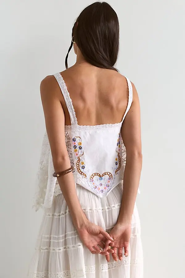 Free People Chloe Embroidered Tank