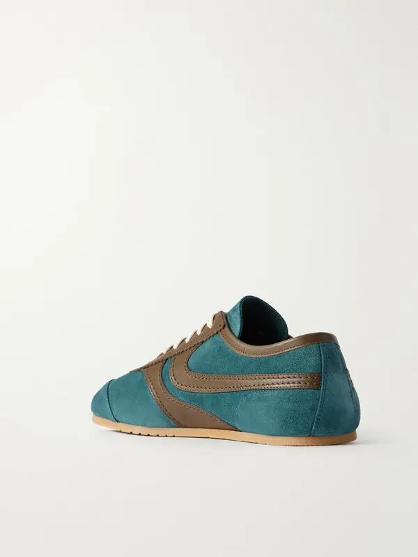 Dries Van Noten Suede And Leather Trimmed Sneakers - Blue