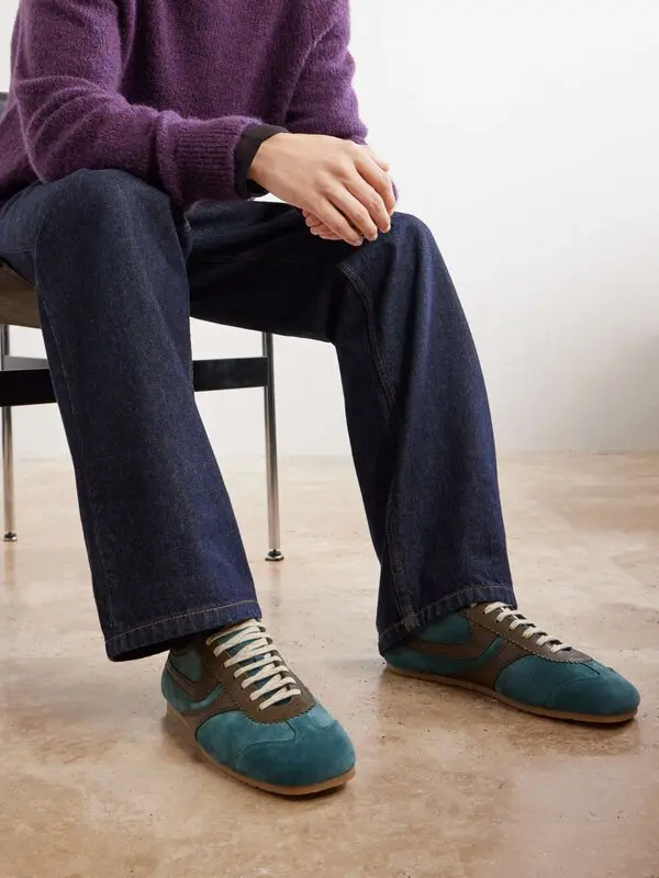 Dries Van Noten Leather-trimmed Suede Sneakers