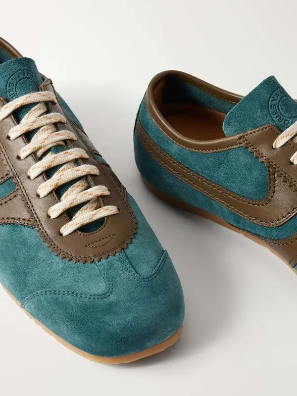 Dries Van Noten Leather-trimmed Suede Sneakers
