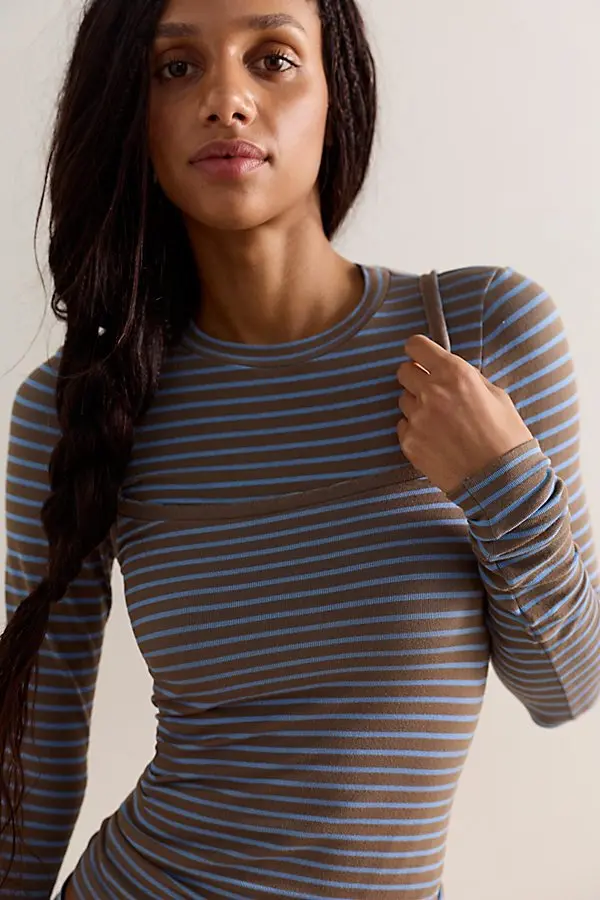 Free People Intimately Just Enough Stripe Cami - Brown