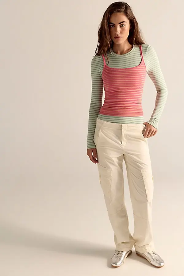 Free People Intimately Just Enough Stripe Cami - Rosebud Combo