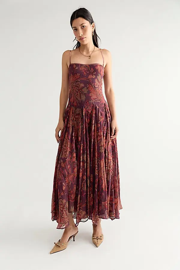 Free People Lane Paisley Slip Maxi Dress