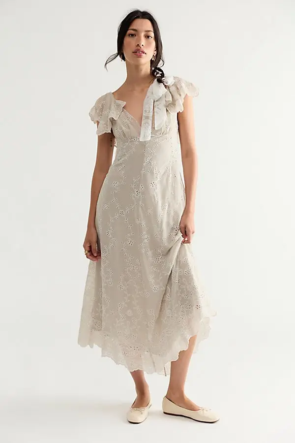 Free People Lovely Lovely Midi Dress - Tofu