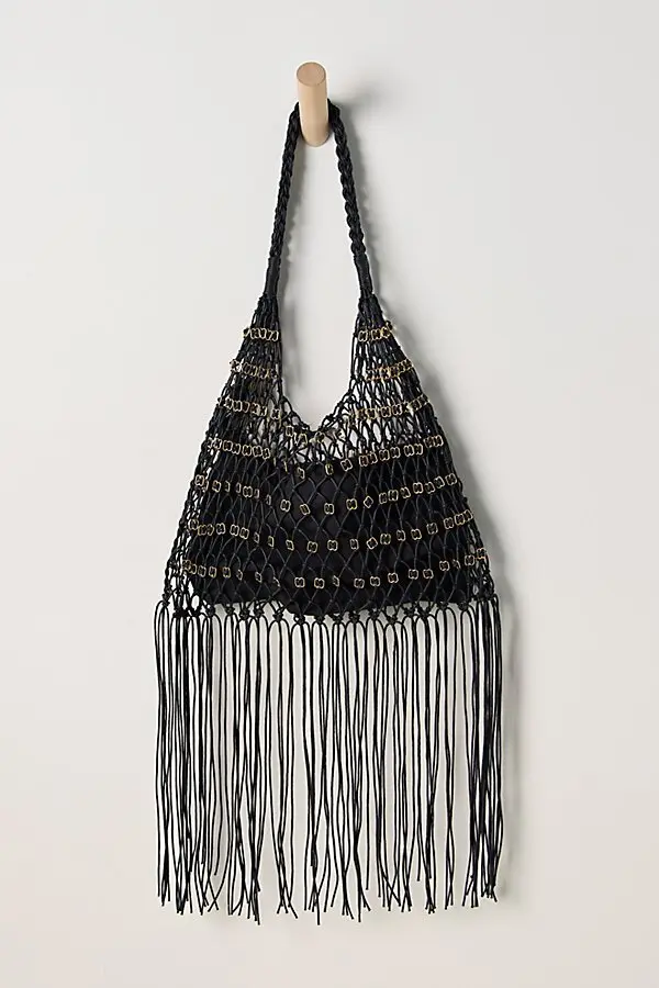 Free People Embellished Fringe Bag - Black