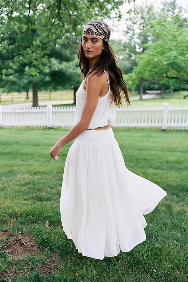Free People Sunflare Maxi Skirt Set - White