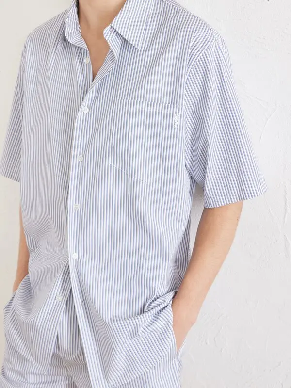 Saint Laurent Logo-embroidered Striped Cotton-poplin Shirt