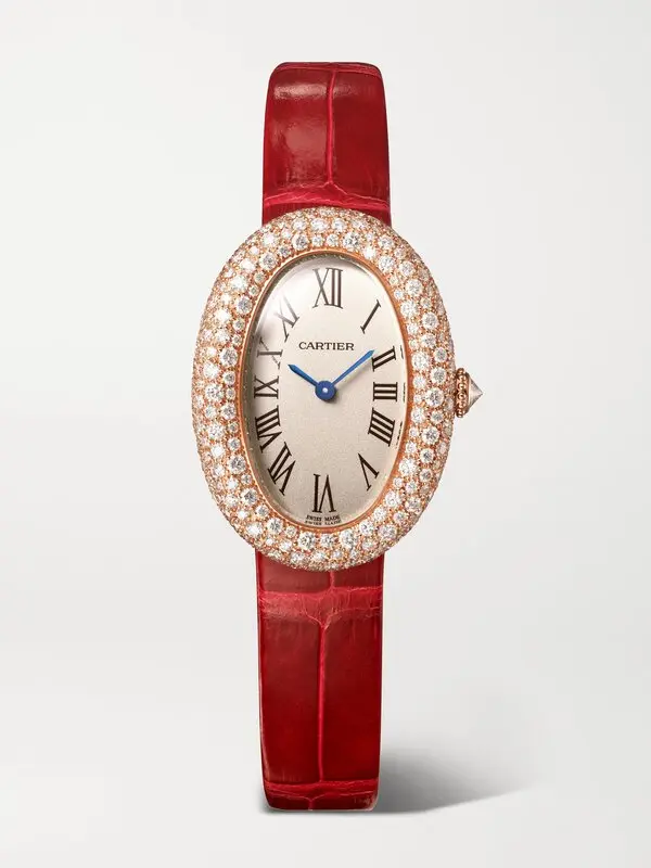 Cartier Baignoire Medium 18-karat Rose Diamond Watch - Gold