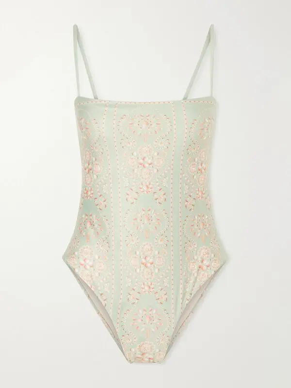Agua Bendita Durazno Playa Printed Recycled One Piece Swimsuit - Green