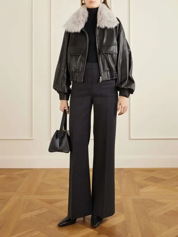 Nour Hammour Ellery Shearling-trimmed Leather Jacket