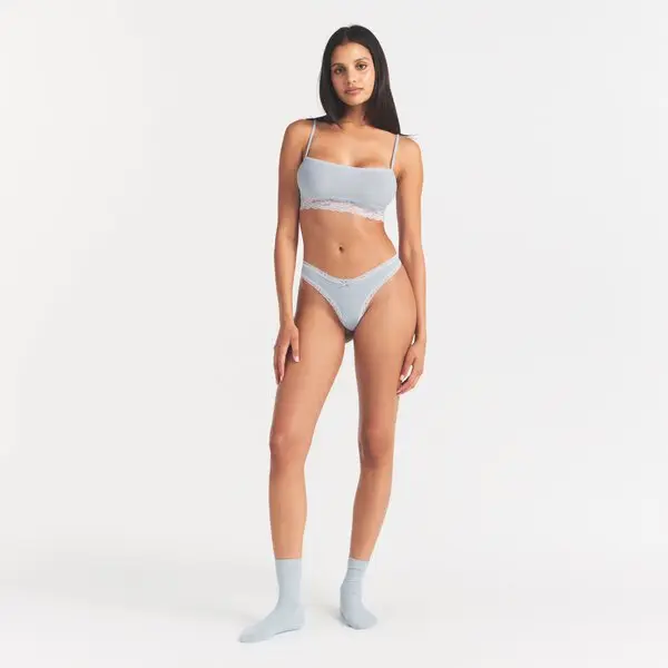 SKIMS Straight Neck Bralette | Blue | | Lightweight Cotton - Airspace