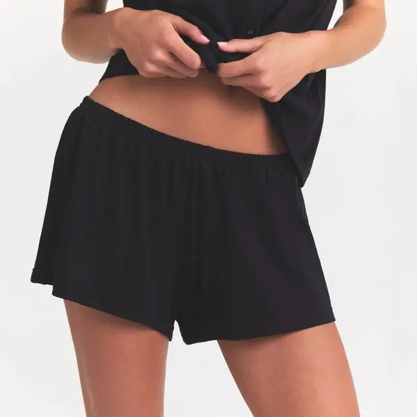 SKIMS Organic Cotton Sleep Short Sleeve Set | Black