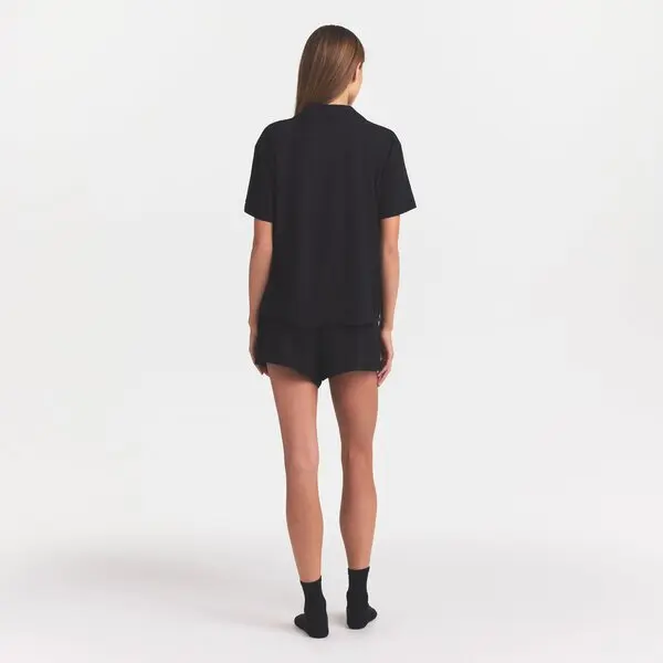 SKIMS Organic Cotton Sleep Short Sleeve Set | Black