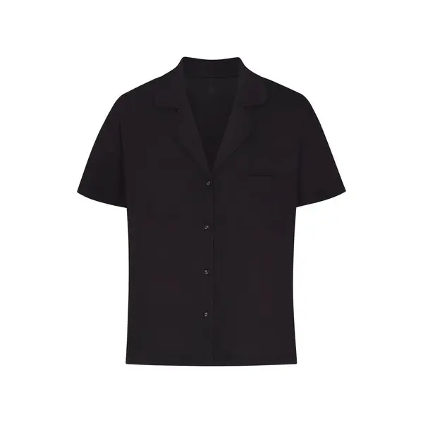 SKIMS Organic Cotton Sleep Short Sleeve Set | Black