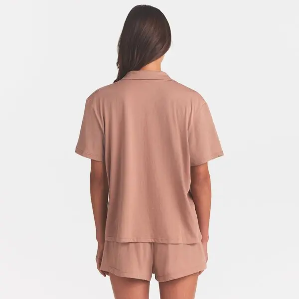 SKIMS Organic Cotton Sleep Short Sleeve Set | Medium Neutral