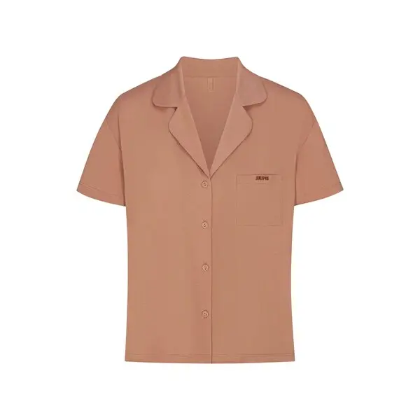 SKIMS Organic Cotton Sleep Short Sleeve Set | Medium Neutral