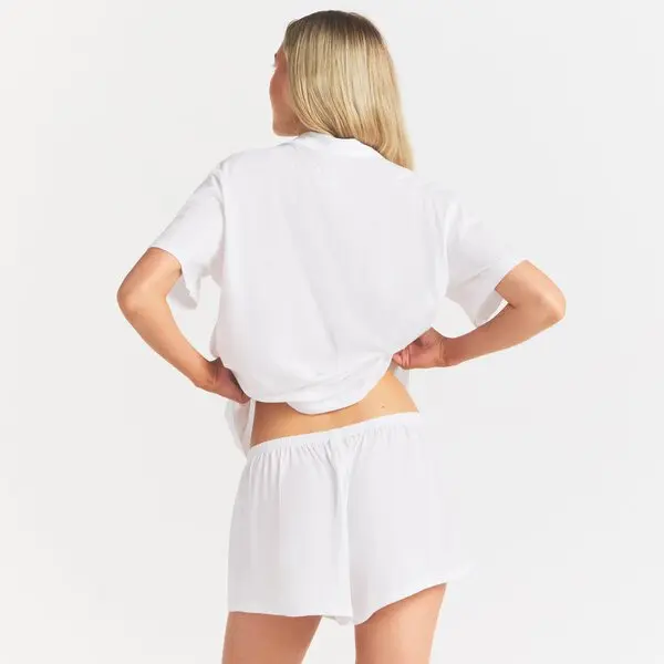 SKIMS Organic Cotton Sleep Short Sleeve Set | White