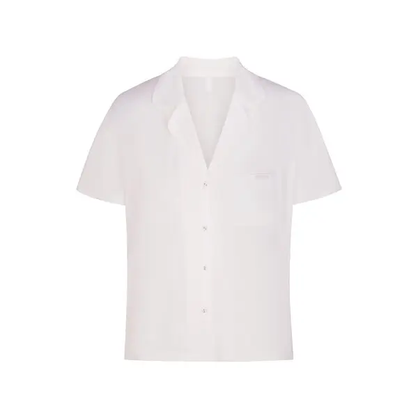 SKIMS Organic Cotton Sleep Short Sleeve Set | White
