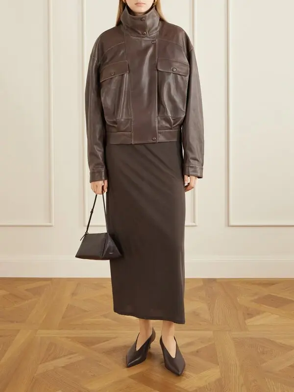 Nour Hammour Quincy Paneled Leather Jacket