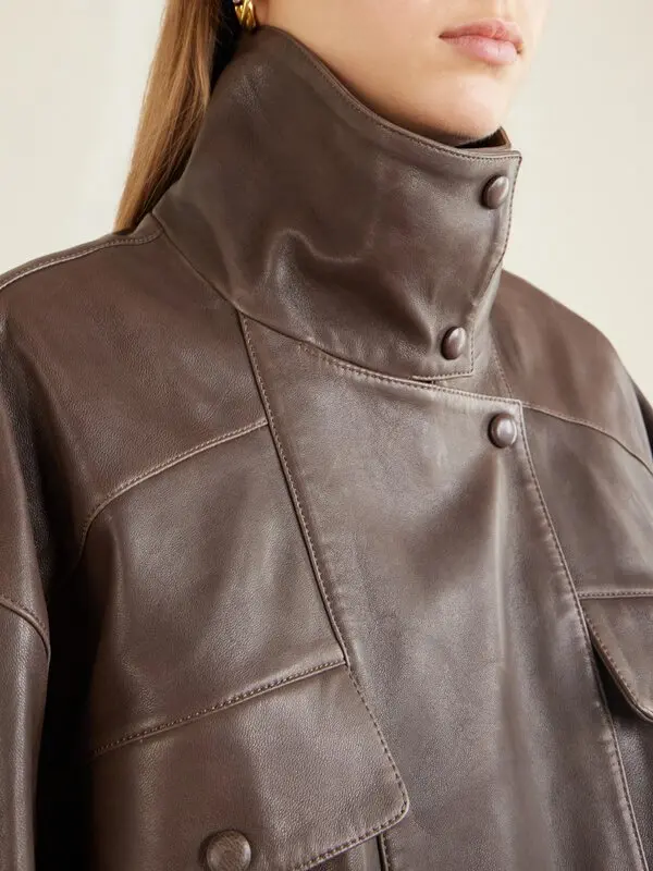 Nour Hammour Quincy Paneled Leather Jacket