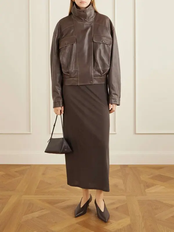 Nour Hammour Quincy Paneled Leather Jacket