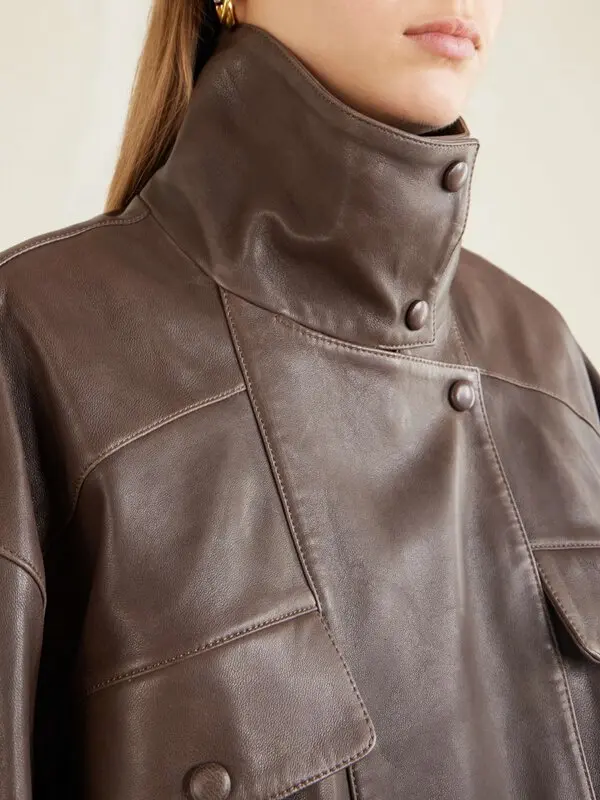 Nour Hammour Quincy Paneled Leather Jacket