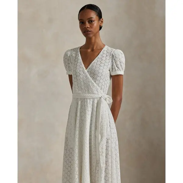 Ralph Lauren Spelman College Eyelet Wrap Dress
