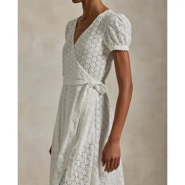 Ralph Lauren Spelman College Eyelet Wrap Dress