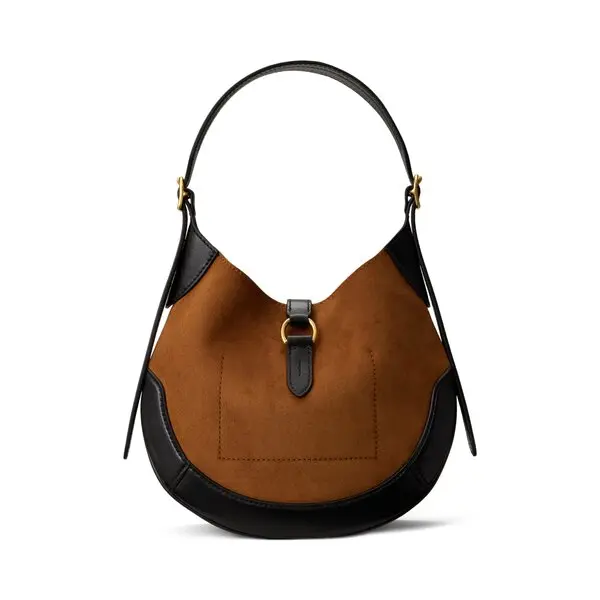 Ralph Lauren Polo Id Suede-leather Small Shoulder Bag - Toffee/black