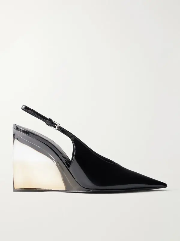 Alaïa 110 Patent-leather Wedge Slingbacks - Black