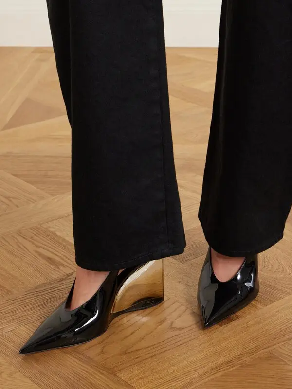 Alaïa 110 Patent-leather Wedge Slingbacks